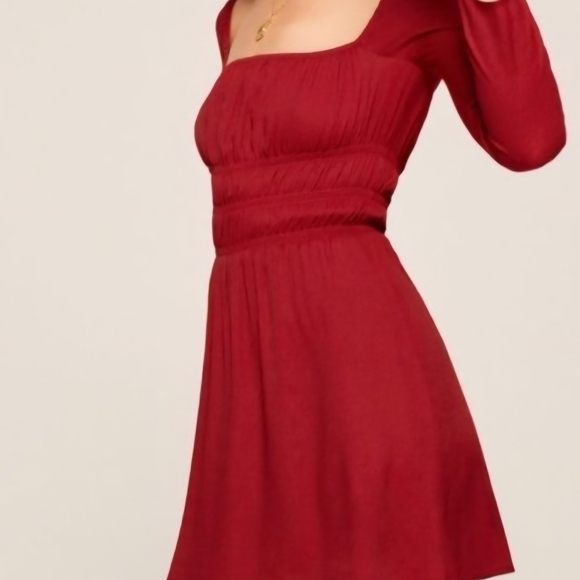 Reformation | Dresses | Reformation Deep Red Long Sleeve Mini Dress ...